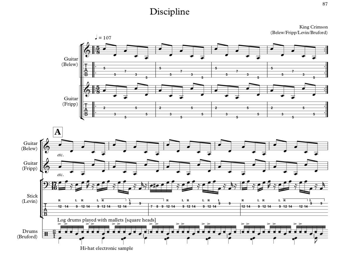 7D Media - King Crimson - The Discipline Era Score Book
