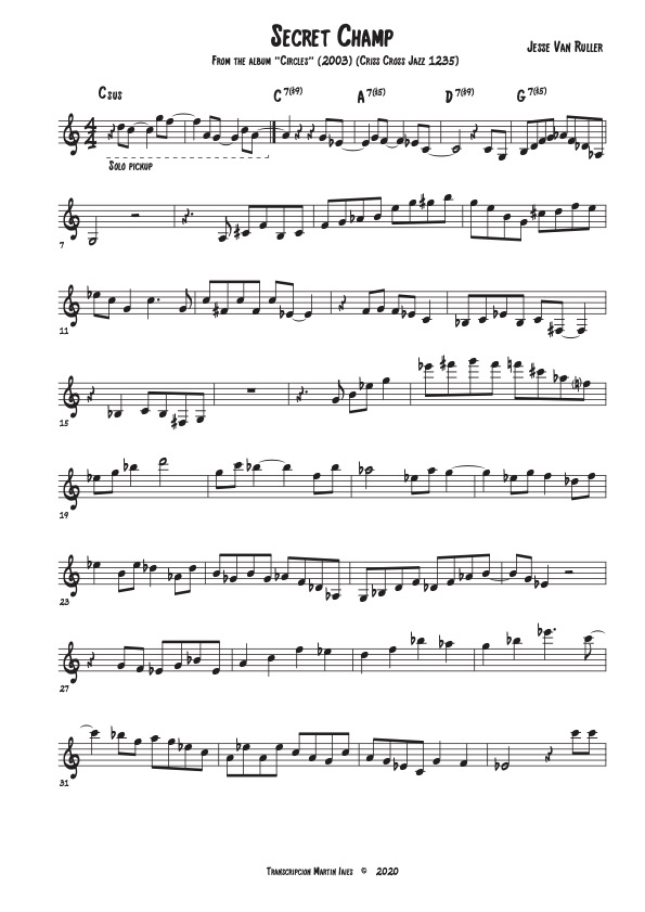 Jesse van Ruller´s solo transcription: "Secret Champ"