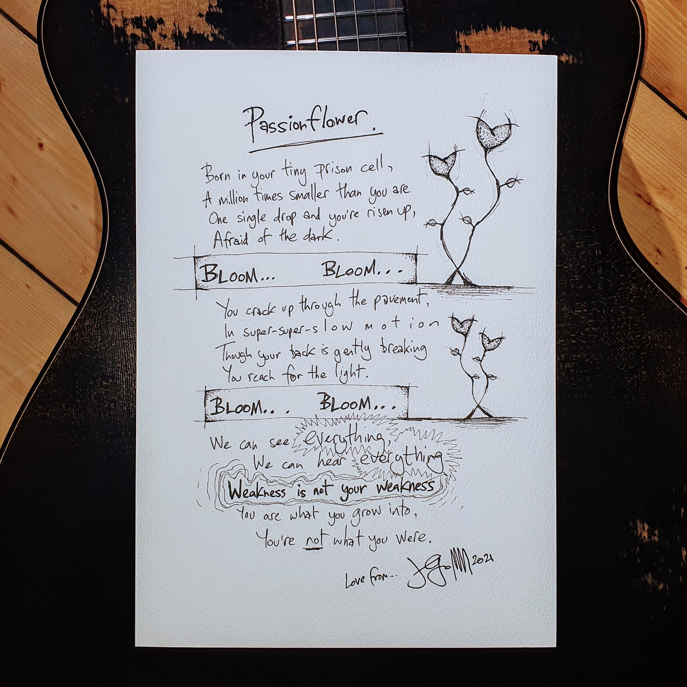 Original Handwritten Lyrics Sheet - Jon Gomm