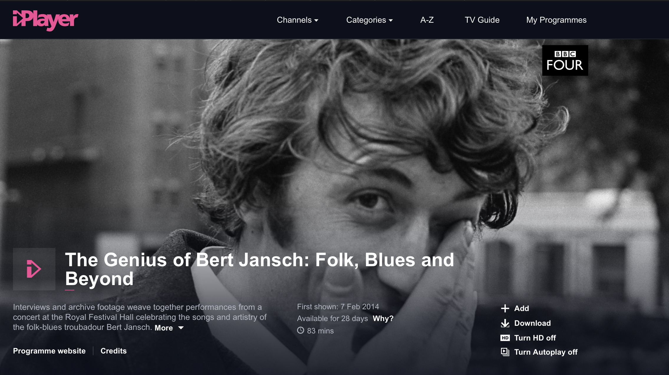 The Genius of Bert Jansch - BBC iPlayer
