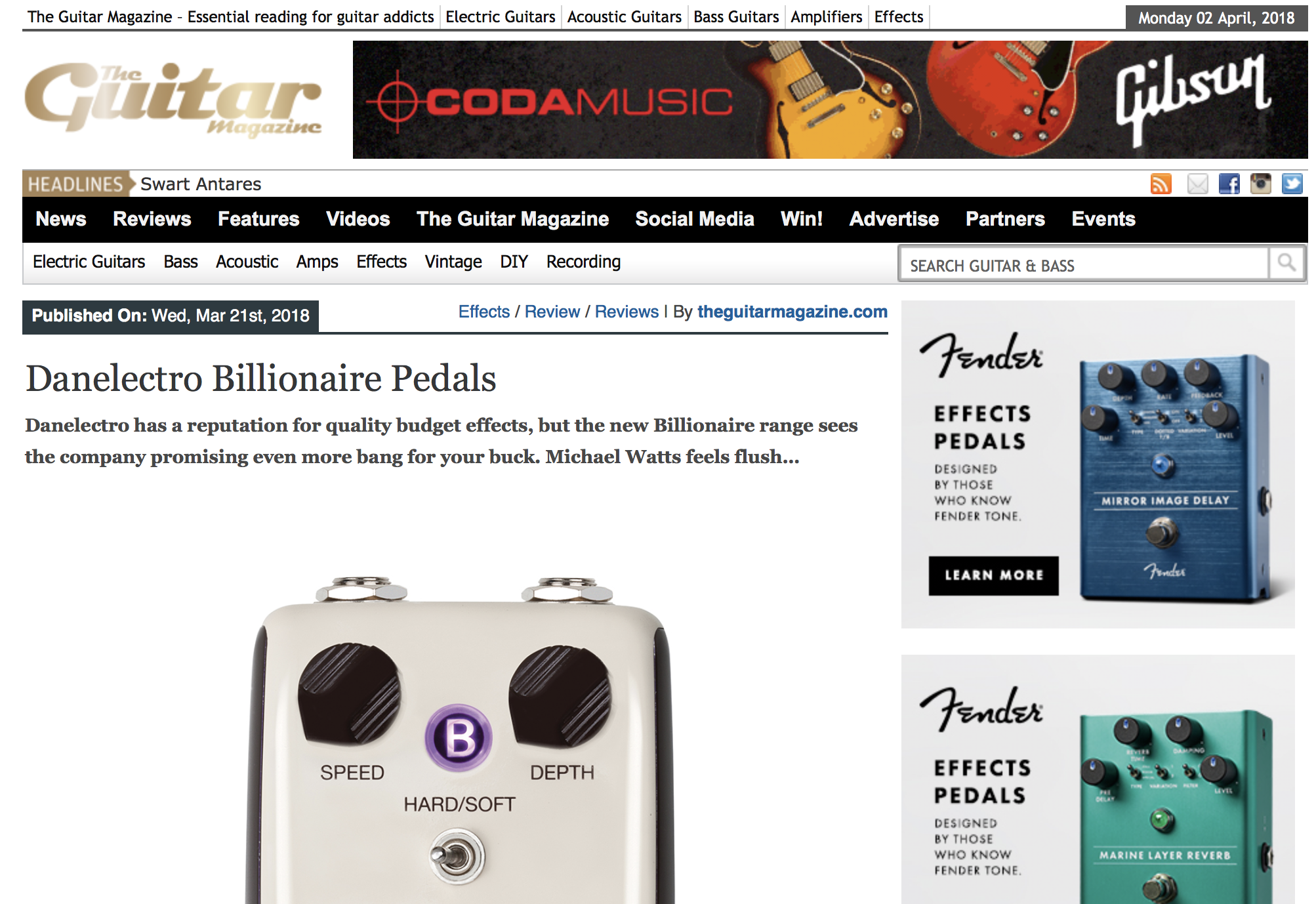 The Guitar Magazine - Danelectro Billionaire Pedals Review