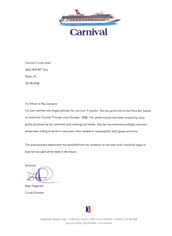 Angelica (Angela Johnson) - Cruise Ship Letters Of Recommendation ...