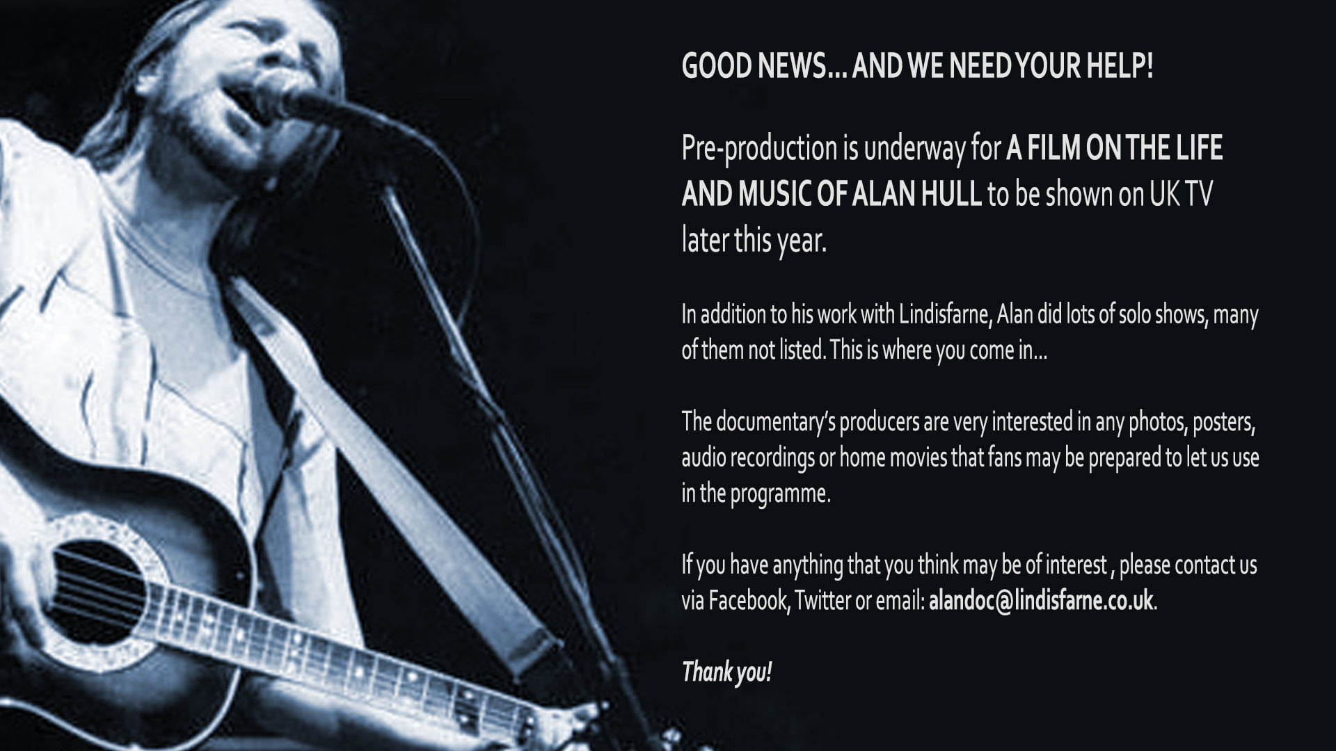 Alan Hull TV documentary - coming soon!