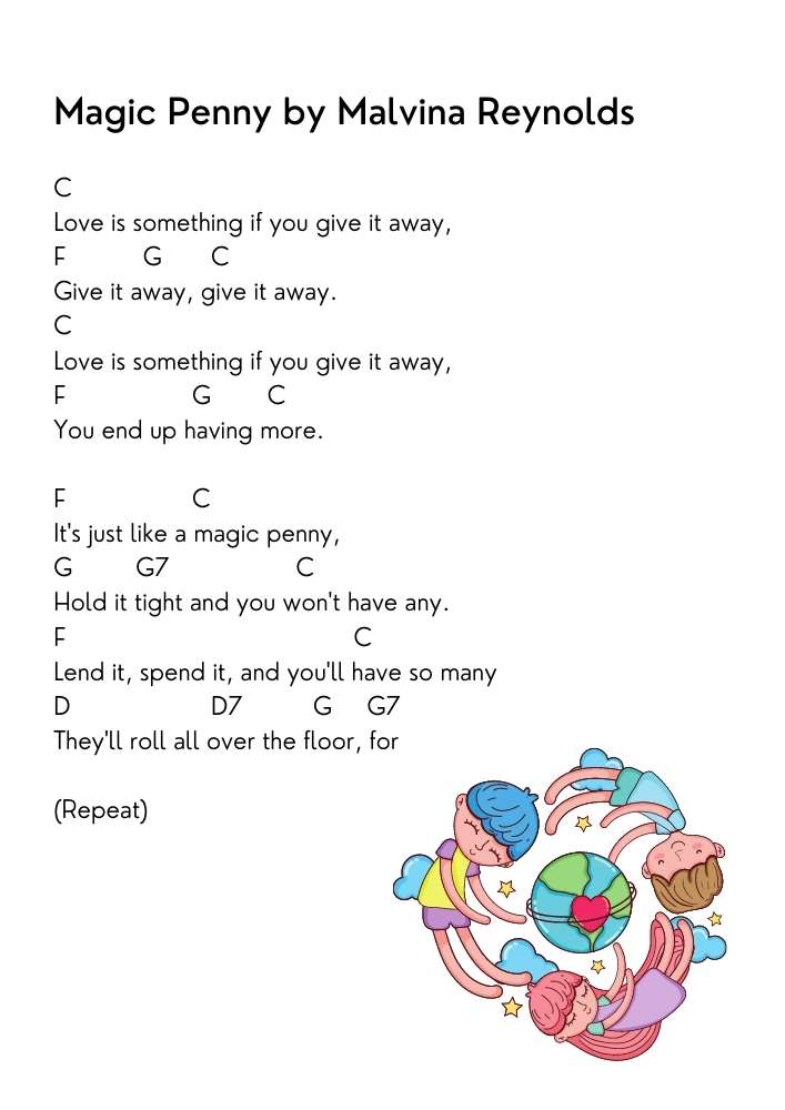 Chords Lyrics For MAGIC PENNY By Malvina Reynolds