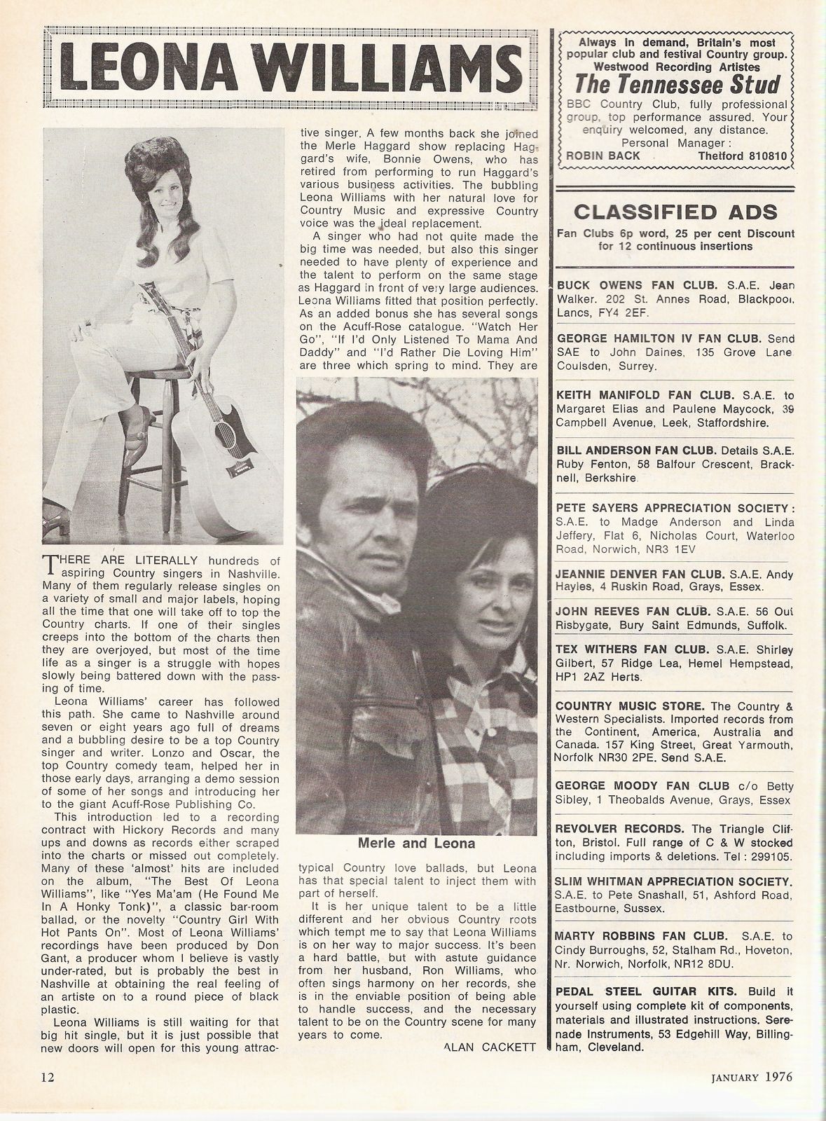 Alan Cackett - Leona Williams