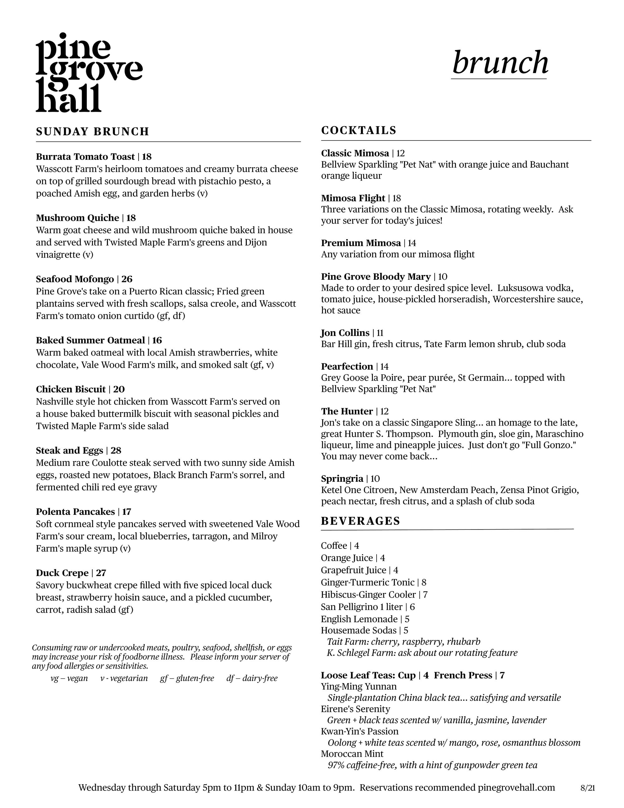 Pine Grove Hall - BRUNCH