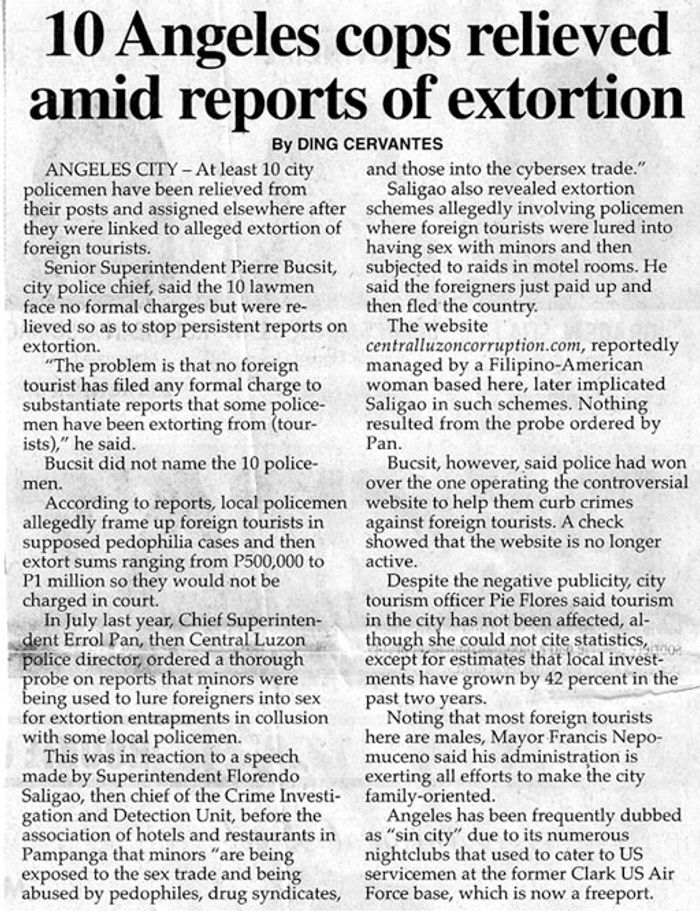 10 Angeles cops relieved amid reports of extortion