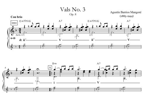 Barrios Vals No. 3 Op. 8 Analysis