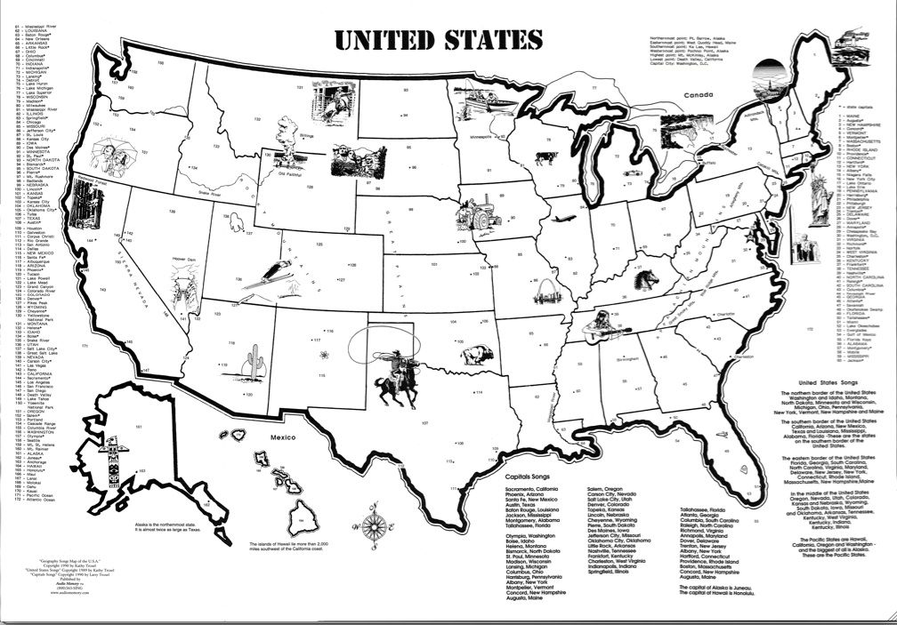 Kathy Troxel / Audio Memory (800)365-SING call to order - USA Map with ...