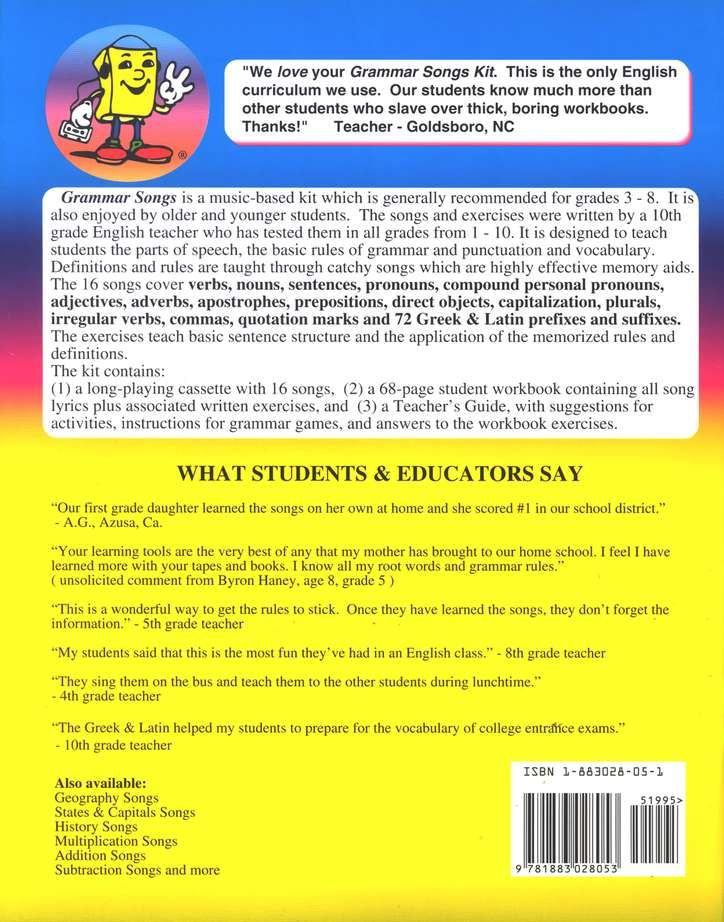 Kathy Troxel / Audio Memory (800)365-SING call to order - Grammar Songs ...