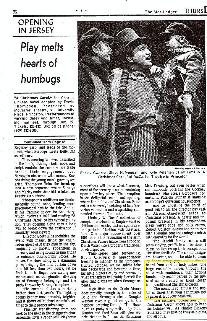 Louis Rosen - MUSIC FOR MOLIERE & DICKENS - press