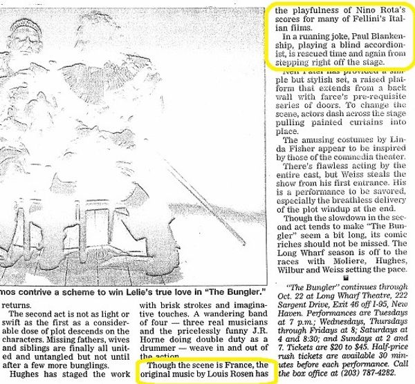 Louis Rosen - MUSIC FOR MOLIERE & DICKENS - press