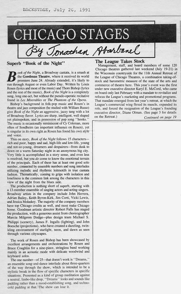 Louis Rosen - BOOK OF THE NIGHT - Press