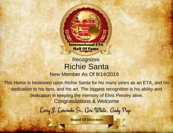 Richie Santa "A Tribute To The King" - Schedule/Daily News