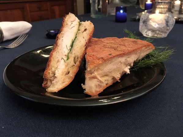 Roast Chicken Panini with Parmesan Garlic Butter, Gruyére and Dill on ...
