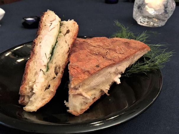 Roast Chicken Panini with Parmesan Garlic Butter, Gruyére and Dill on ...