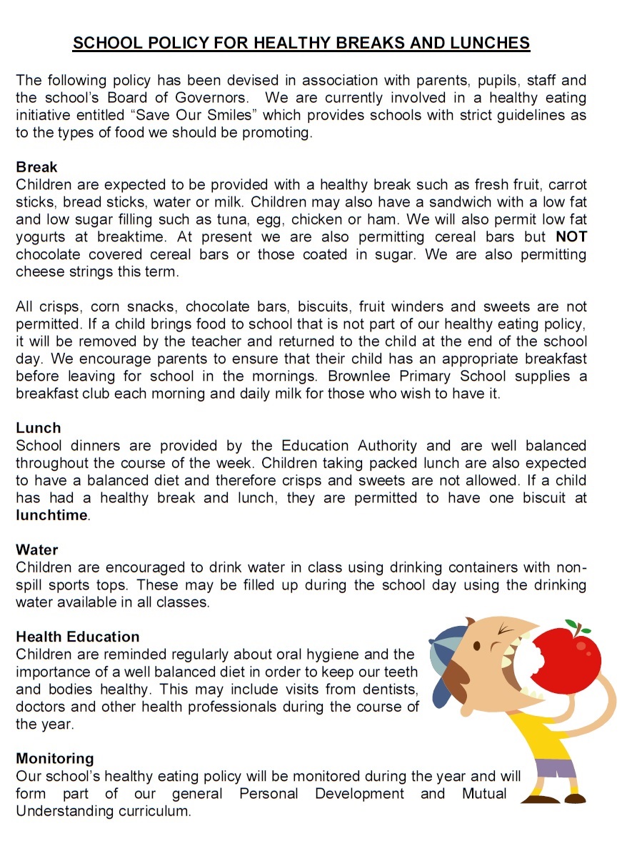 Brownlee Primary School - Healthy Eating