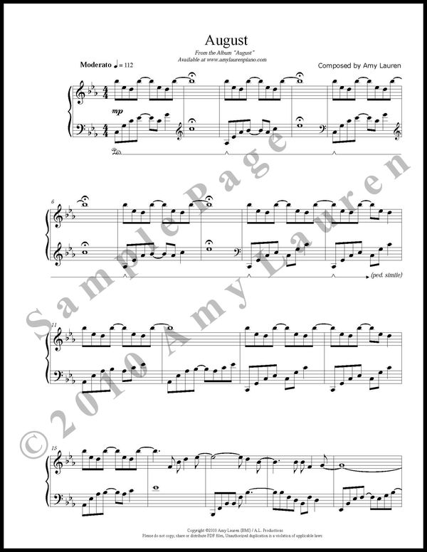 August Sheet Music