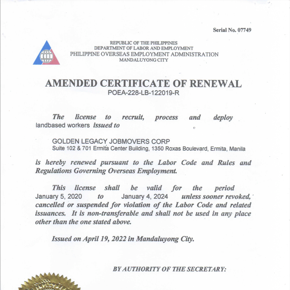 Golden Legacy Jobmovers Corp. - ABOUT US